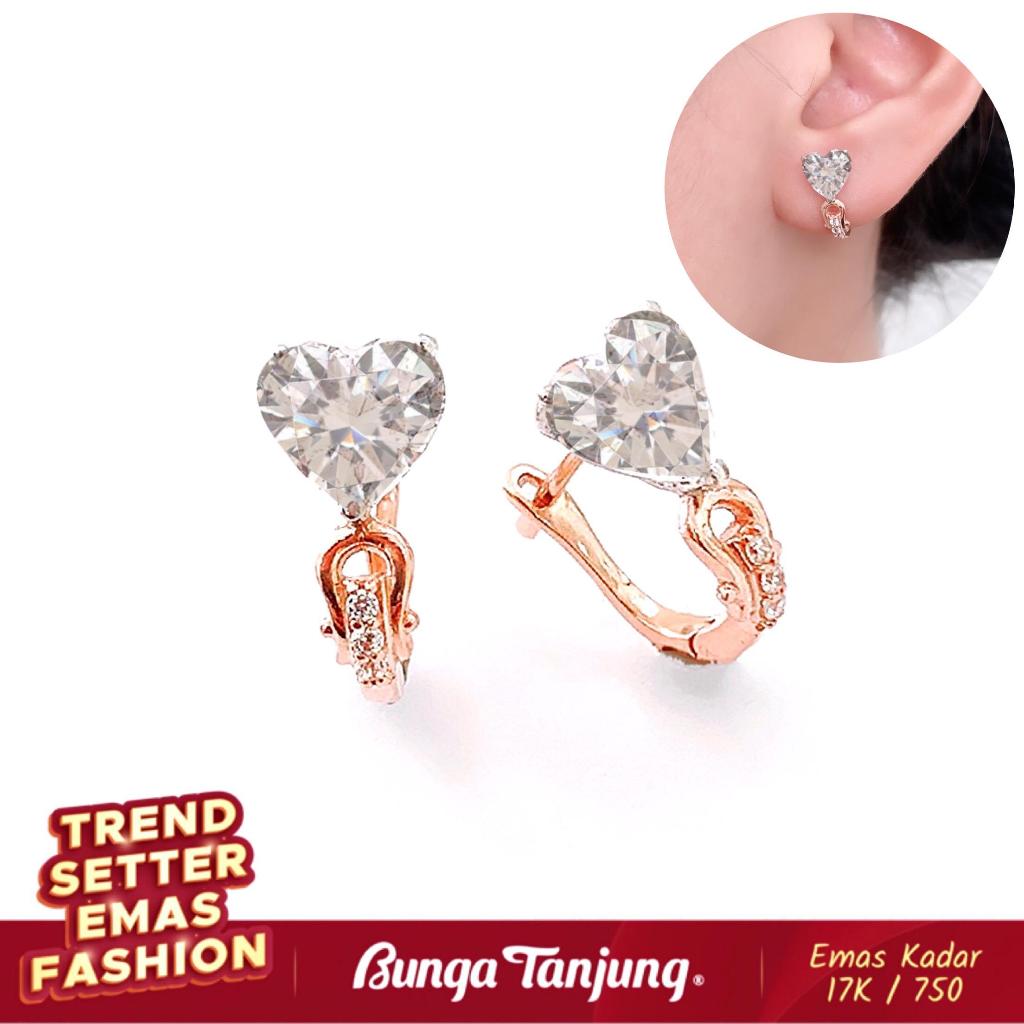Jual ANTING KLIP SOLITAIRE HATI B - EMAS 17K - BUNGA TANJUNG GOLD ...