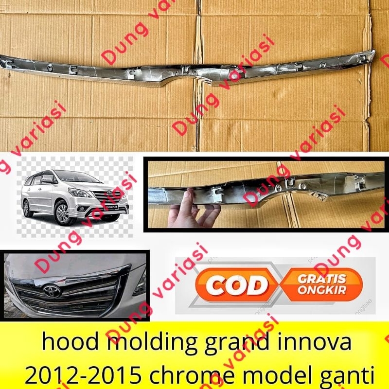 Jual hood molding list kap mesin grand Innova chrome model ganti 2012 ...