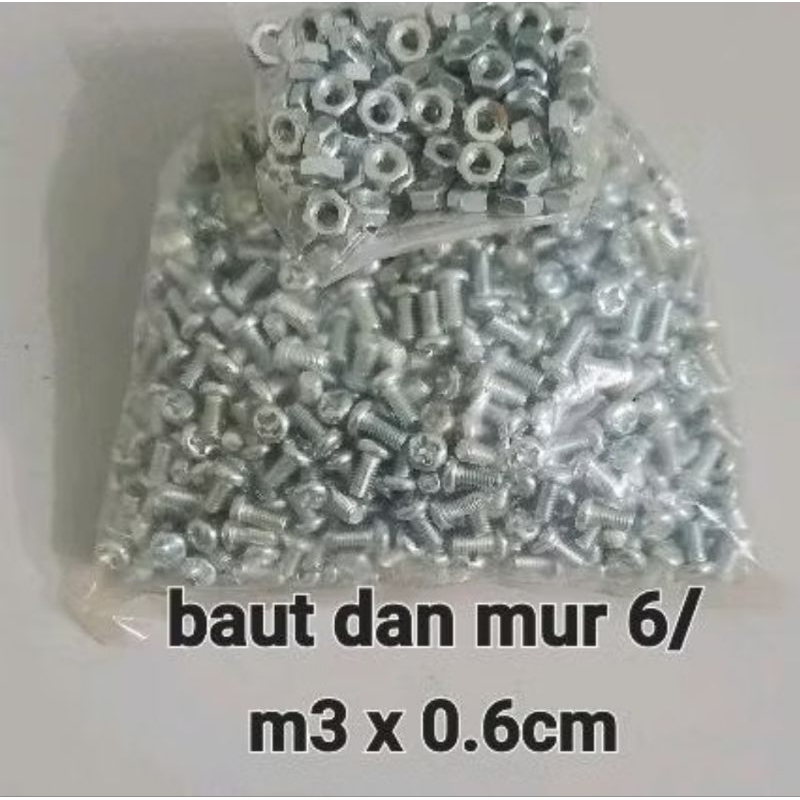 Jual baut mur 6/jp m3x0.6cm paket 50set | Shopee Indonesia