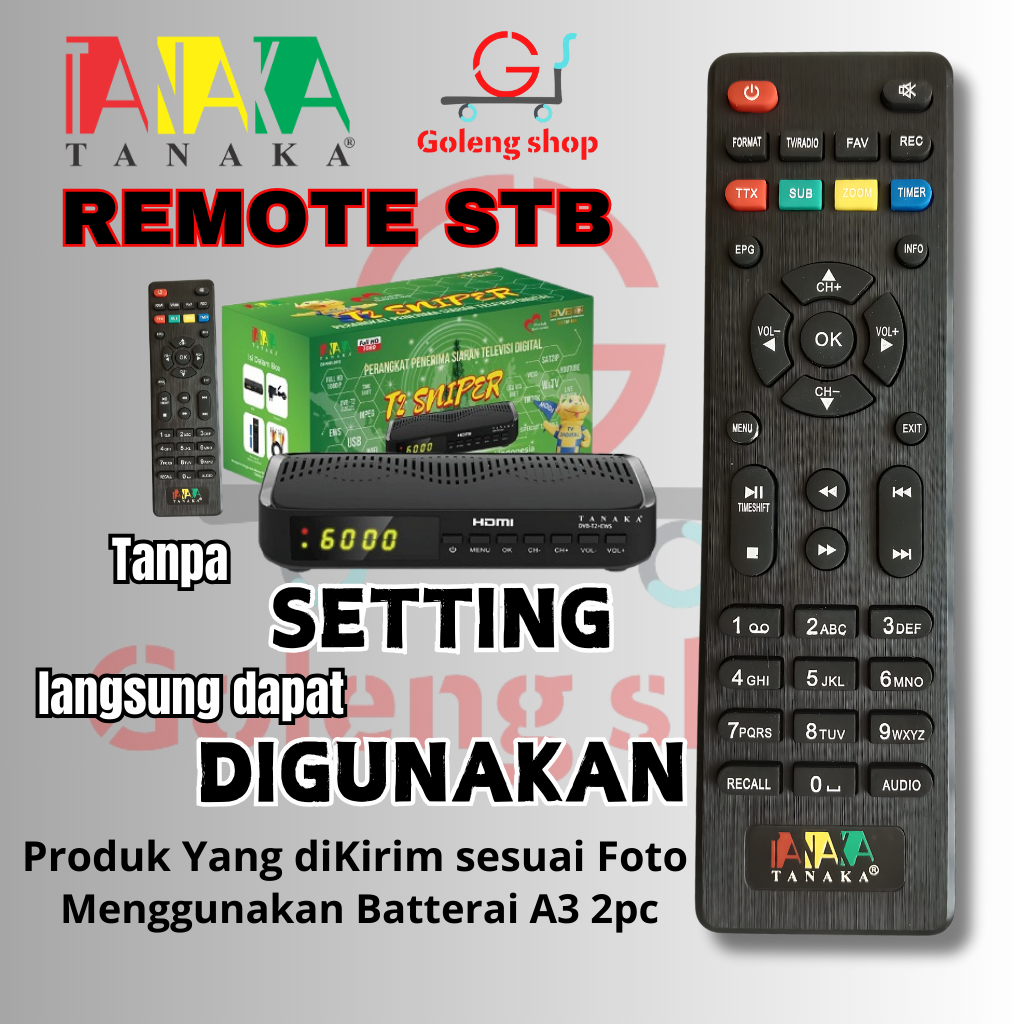 Jual Remot Remote STB Set Top Box TANAKA SNIPER / Remote STB DVB T2 ...