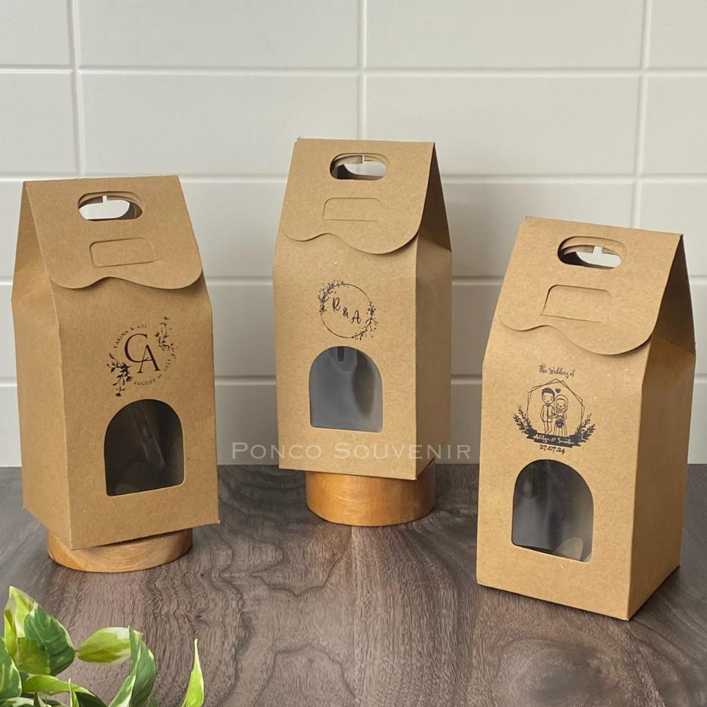 Jual 100 Pcs + Sablon Box Kraft Polos/ Rustic Ukuran 9.5 x 9.5 x 21.5 ...