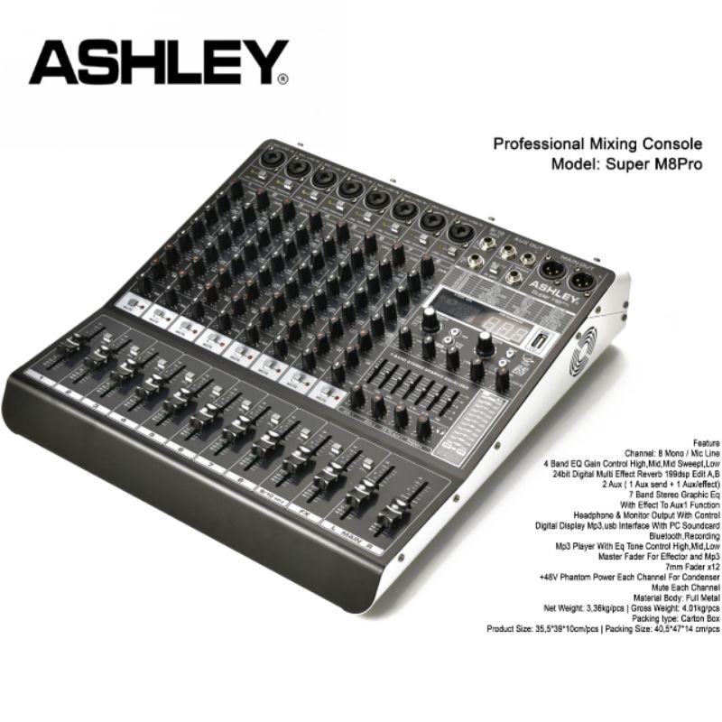 Jual Mixer Ashley Super M8 Pro Original Bluetooth Mixer 8 Channel ...