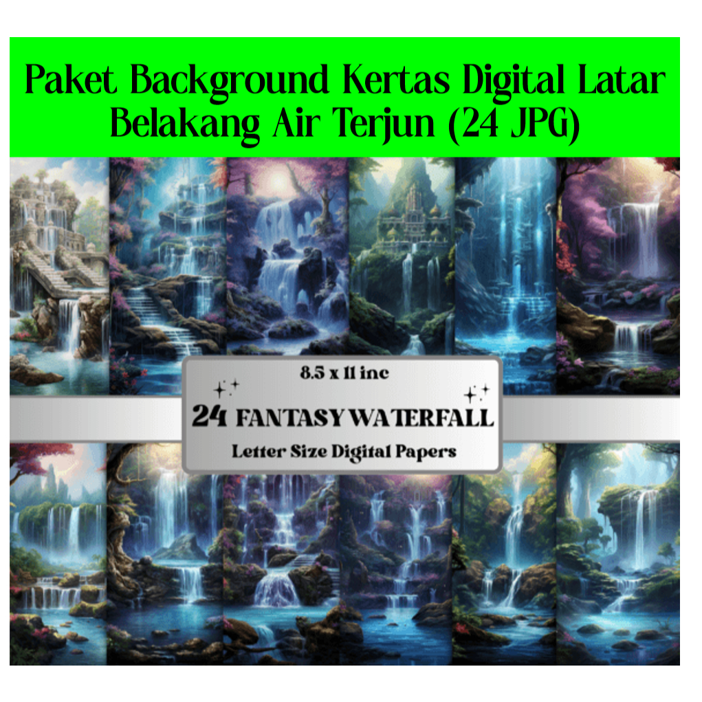 Jual Paket Background Kertas Digital Latar Belakang Air Terjun (24 JPG ...