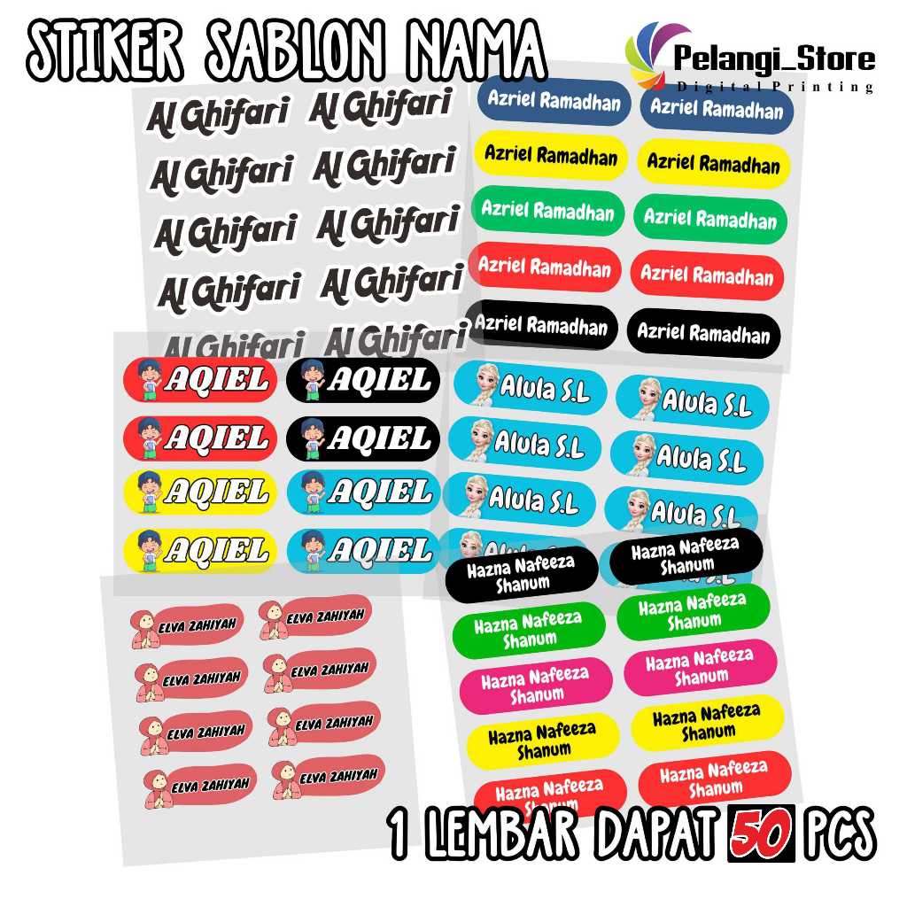 Jual Sticker Label Nama Kain Baju Isi 50Pcs Stiker Kain Label Nama Baju ...