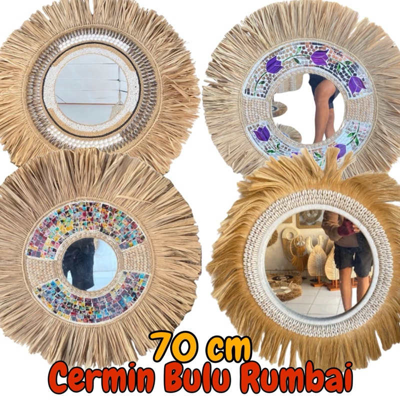 Jual Cermin Bulu Rumbai 70 cm - Cermin Rumbai - Cermin agel - Cermin ...