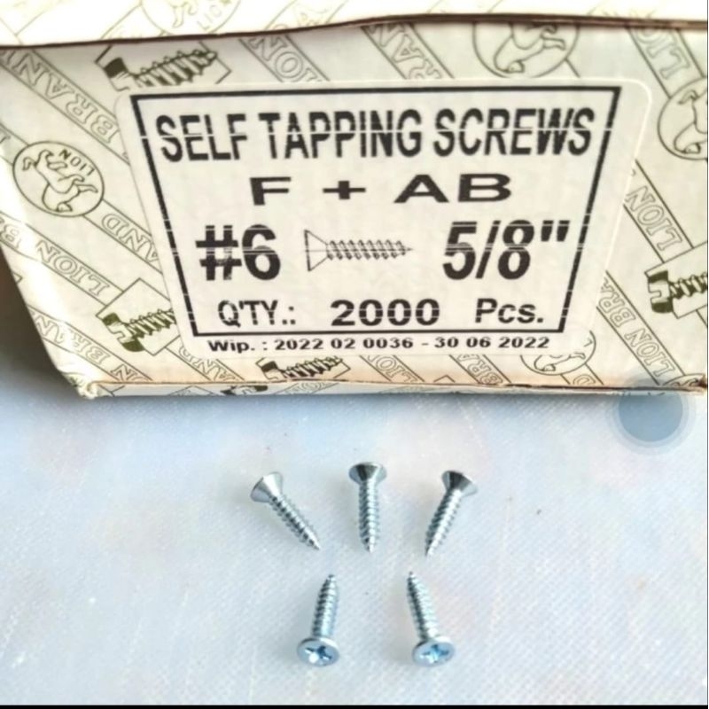 Jual SEKRUP TAPPING FAB 6X5/8 MOON LION BOX KEPALA RATA/ SELF TAPPING ...