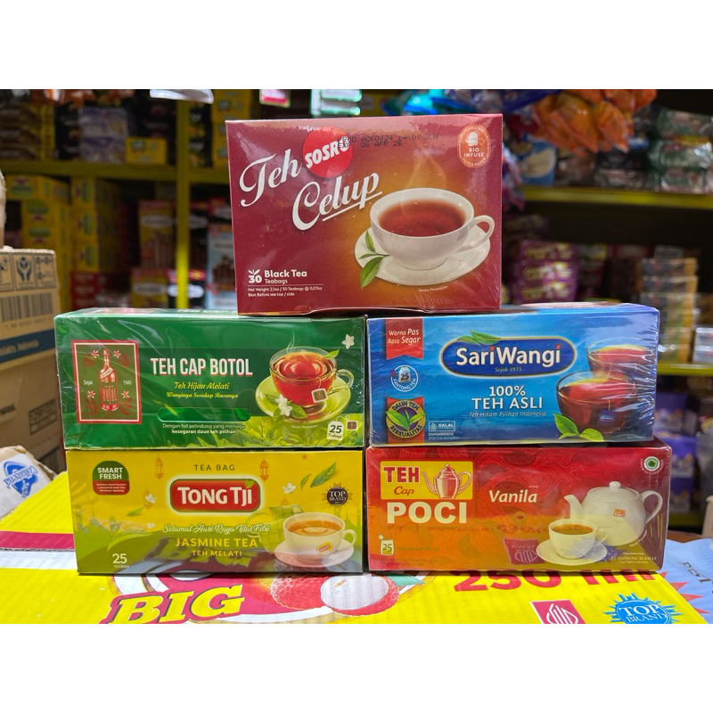 Jual TEH CELUP SOSRO/CAP BOTOL/SARIWANGI/TONGJI/POCI ( 1 PCS ) | Shopee ...