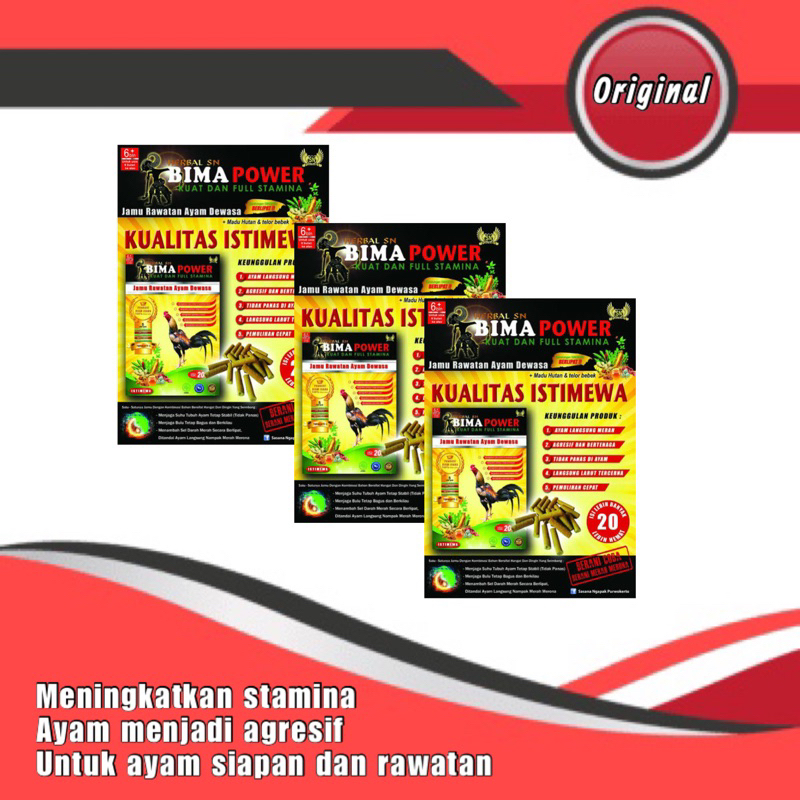 Jual BIMA POWER Jamu ayam aduan rawatan atau siapan isi 20 butir ...