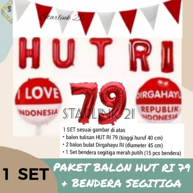Jual PAKET BENDERA + HUT RI 79 | Paket Balon 17an Dirgahayu RI | Shopee ...