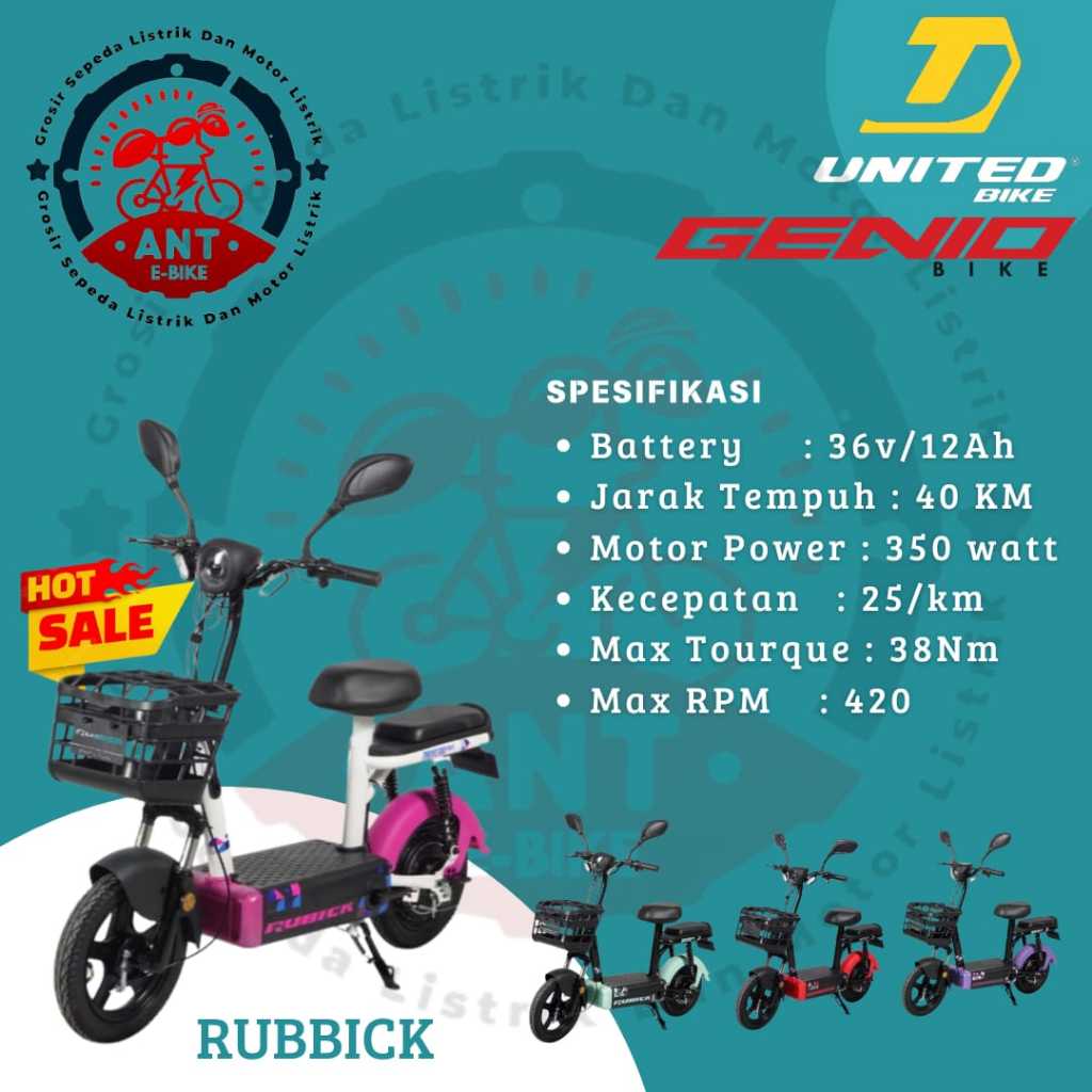 Jual Sepeda Listrik Genio RUBICK RAVENA Garasnsi Resmi By United ...