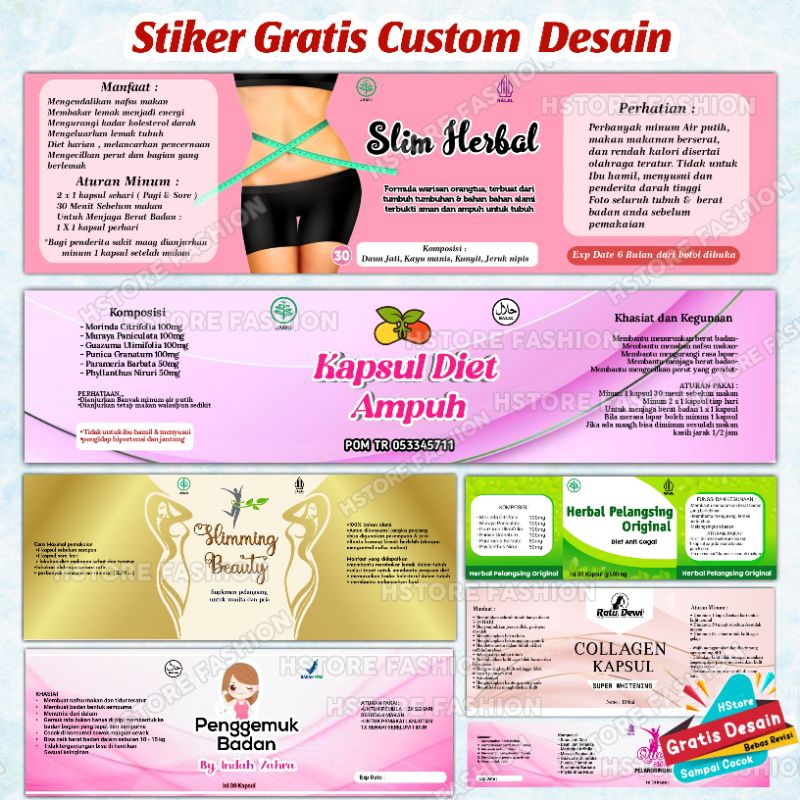 Jual Stiker Label Pelangsing Label Slimming Obat Sticker Label Produk ...