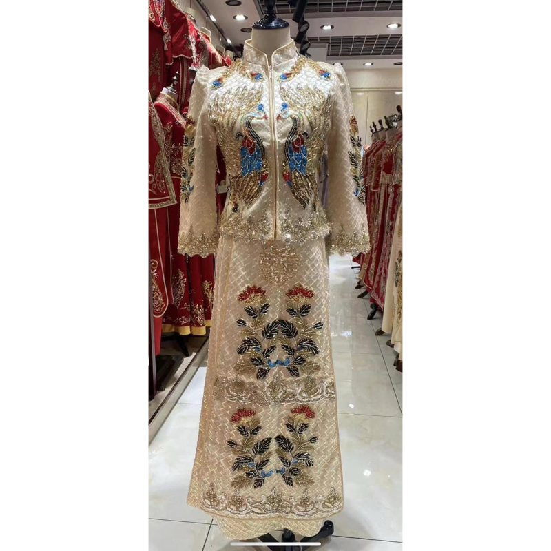 Jual cheongsam gold premium mewah sangjit | Shopee Indonesia