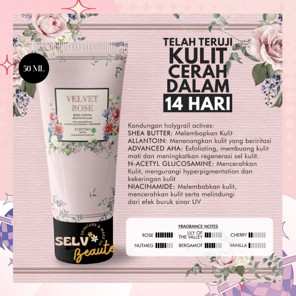 Jual Careso Body Lotion Varian Velvet Rose - Tube 50ML/ Travel Size ...