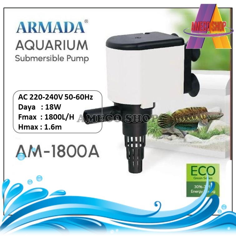 Jual ARMADA Power Head Pompa Air Celup Aquarium AM 1800 A | Shopee ...