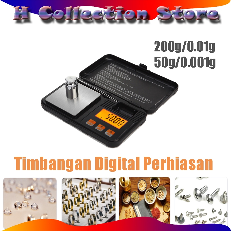 Jual Timbangan Digital Perhiasan 50gram/0.001g 200gram/0.01g Presisi Profesional Untuk Emas ...