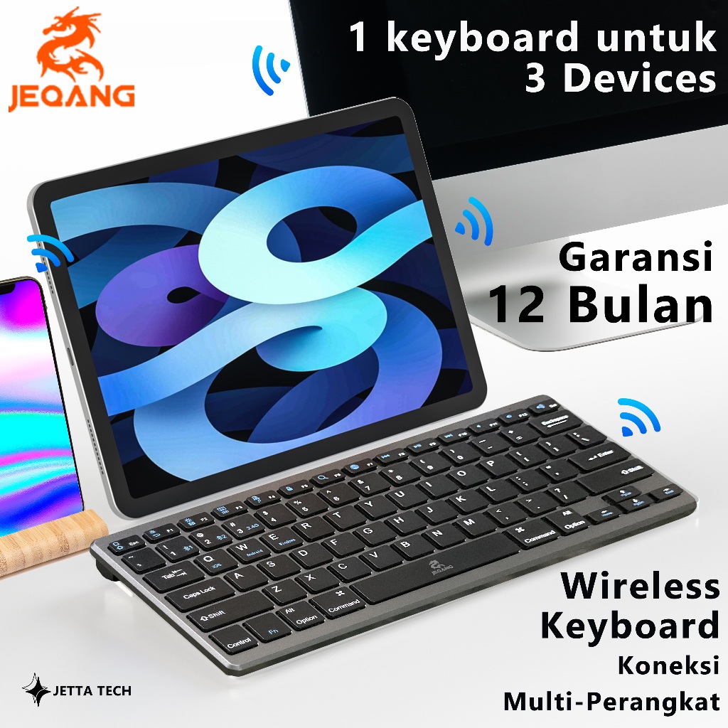 Jual JEQANG Keyboard Bluetooth 3 in 1 Wireless Keyboard untuk PC ...