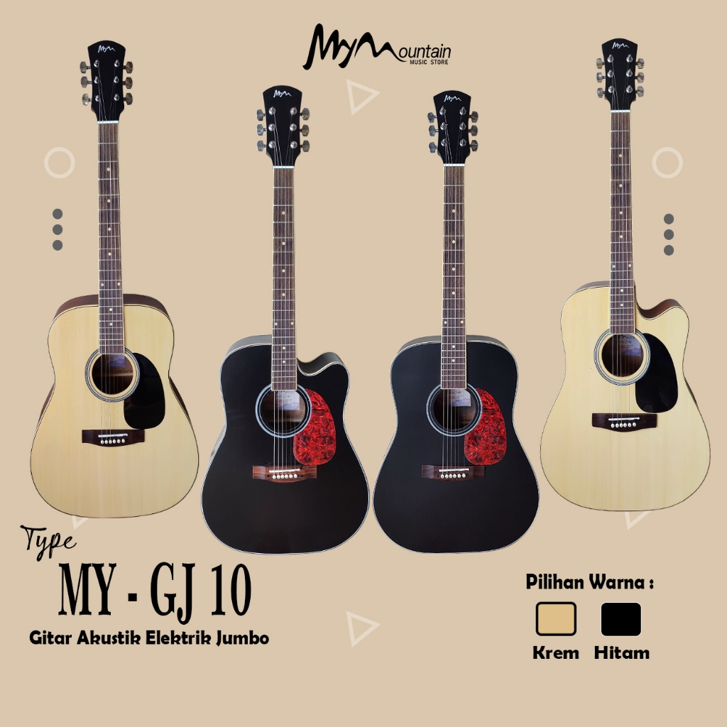 Jual Gitar Jumbo MY-GJ 10 Akustik Elektrik Tanam besi Merk Mymountain | Shopee Indonesia