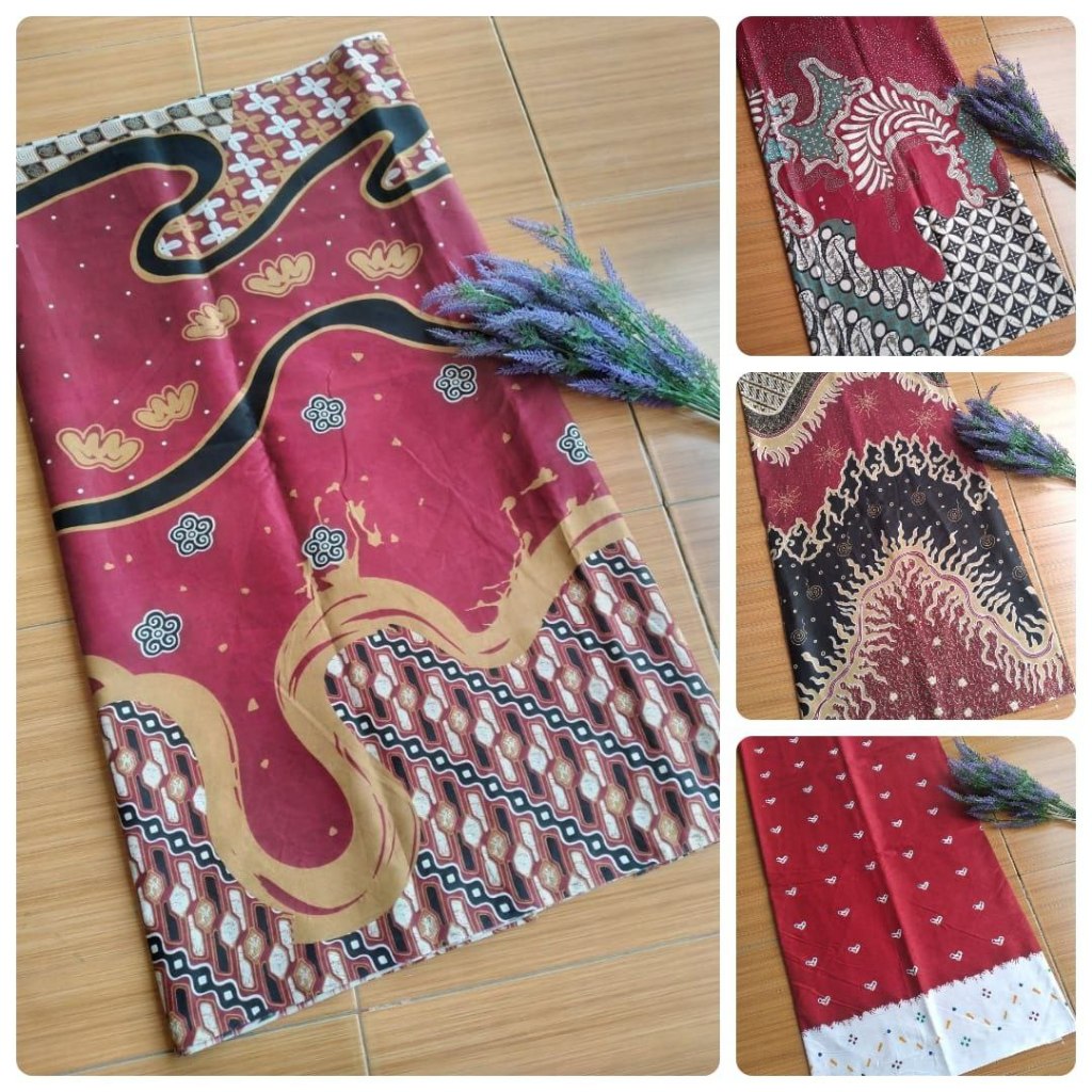 Jual Kain Batik Warna Merah Spesial Kemerdekaan Kain Bahan Katun ...