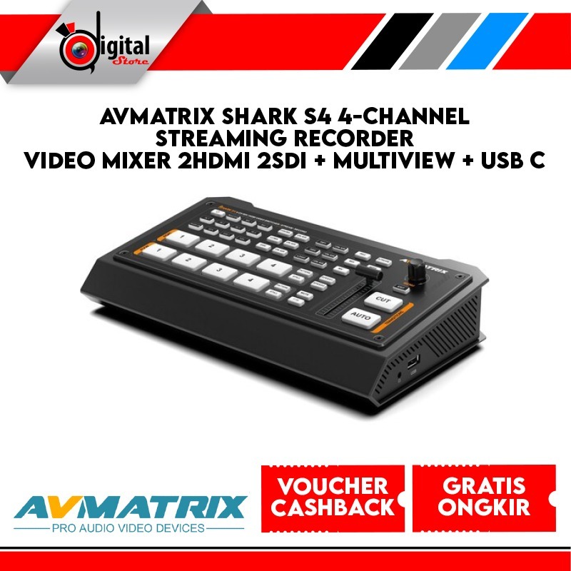 Jual AVMATRIX Shark S4 4-Channel Streaming Recorder Video Mixer 2HDMI ...