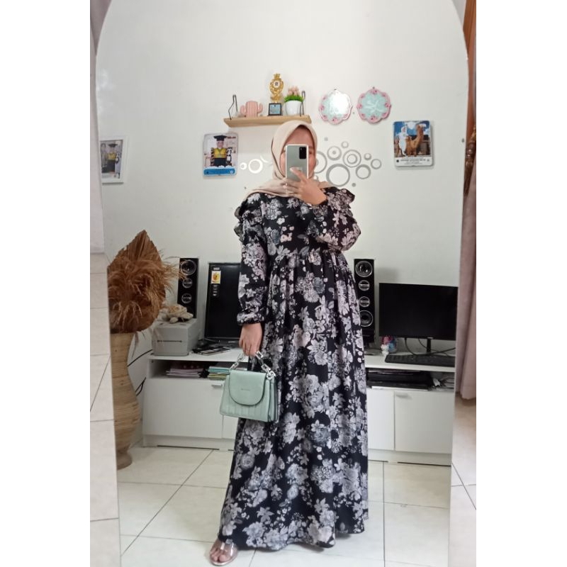 Jual Hana midi dress motif bunga premium | Shopee Indonesia