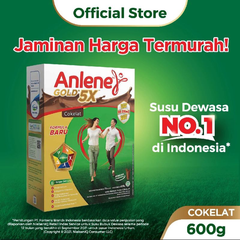 Jual ANLENE GOLD 5XSUSU BUBUK DEWASA COKELAT 600g NUTRISI TINGGI ...