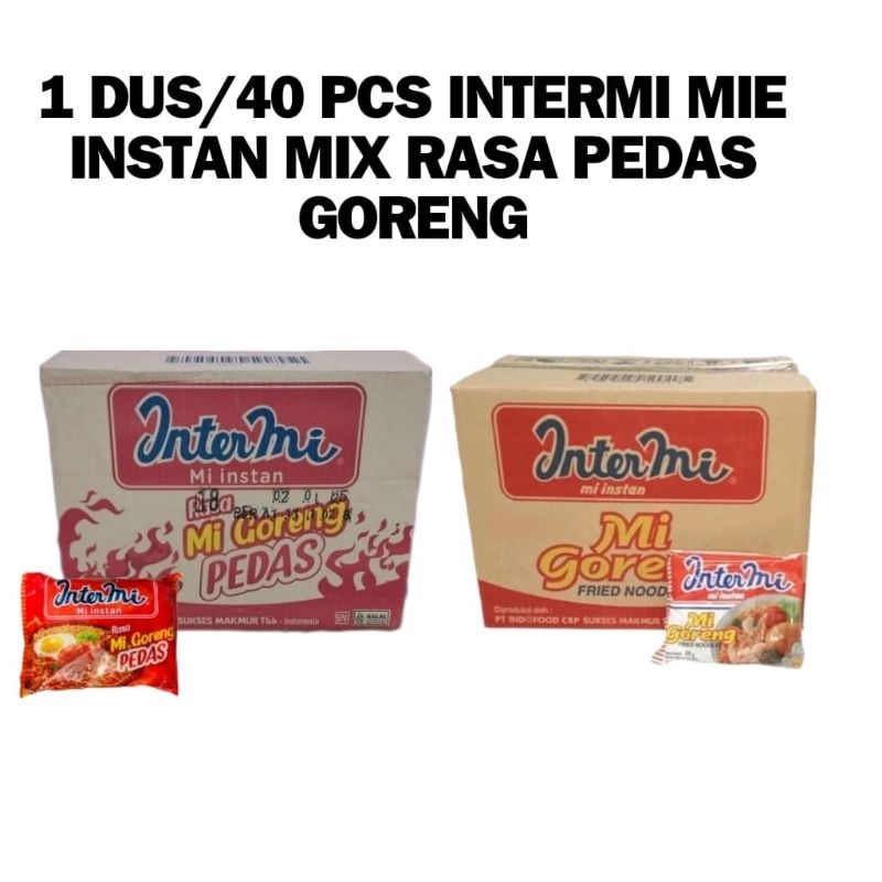 Jual 1 DUS/40 PCS INTERMI MIE INSTAN MIX RASA PEDAS GORENG KEMASAN 60 ...