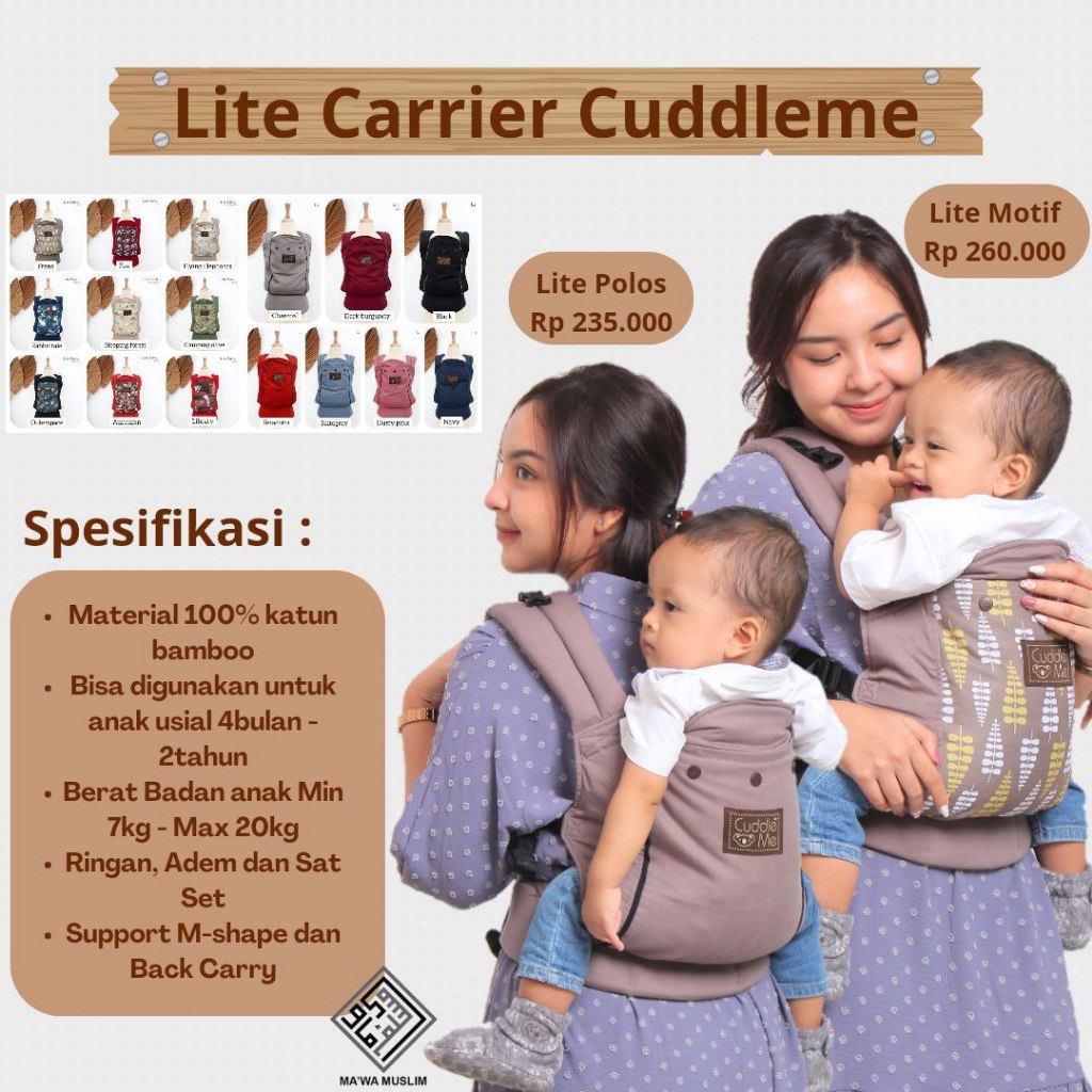 Jual LITE Carrier CuddleMe Gendongan Bayi Anak SSC Depan Ransel Mshape ...