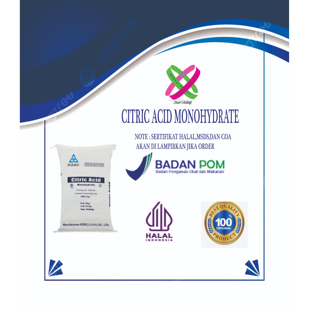 Jual CITRIC ACID MONO/CITRUN/ASAM SITRAT FOOD GRADE BERSERTIFIKAT HALAL ...