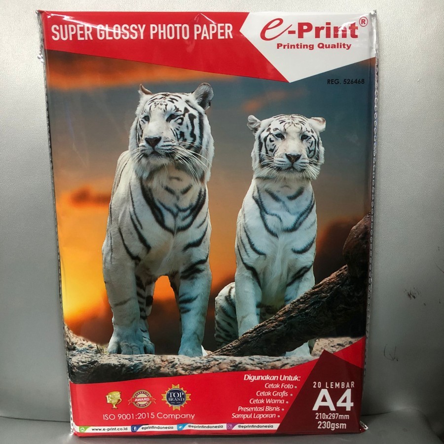 Jual Super Glossy Photo Paper e-Print A4 230gsm 20lembar Kertas Foto Alumunium Pack | Shopee ...