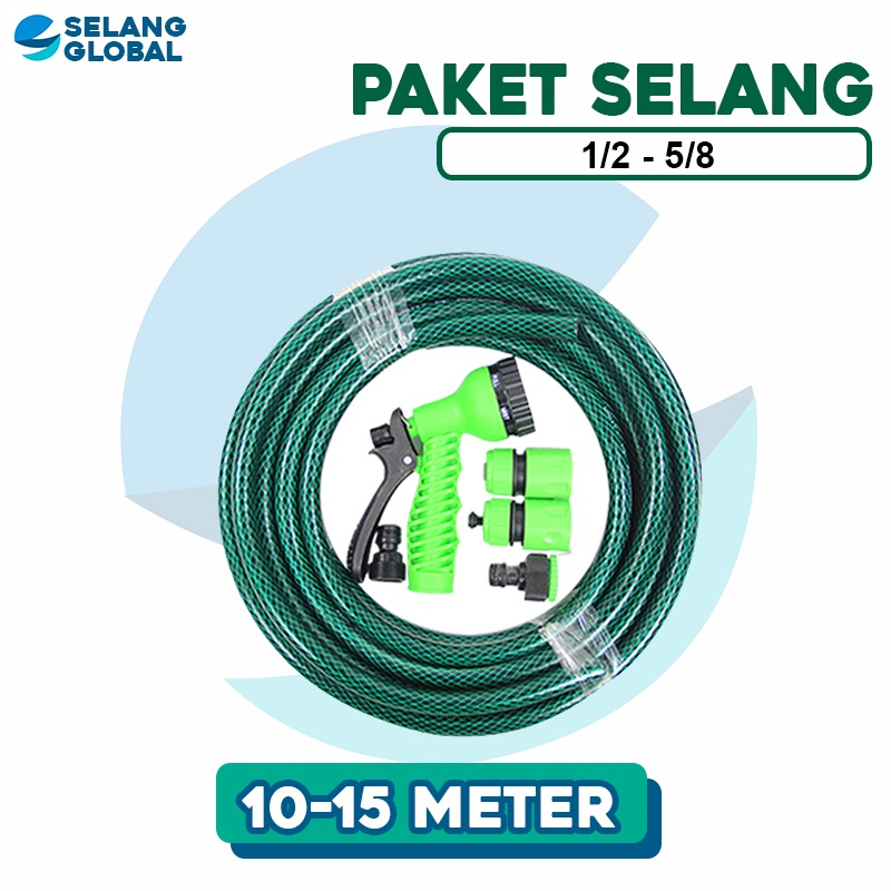 Jual GLOBAL Paket Selang Air Cuci Motor 10 Dan 15 Meter 1/2 dan 5/8 inch Selang Air Benang ...