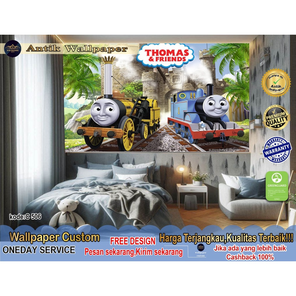 Jual Wallpaper & Wallstiker Custom 3D Tema Animasi Anak ( Thomas ...