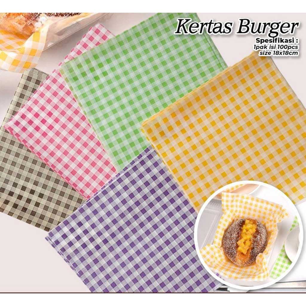Jual Kertas Burger| Kertas Roti Motif| Wax Paper ( 1 Bal 5 Pak ...