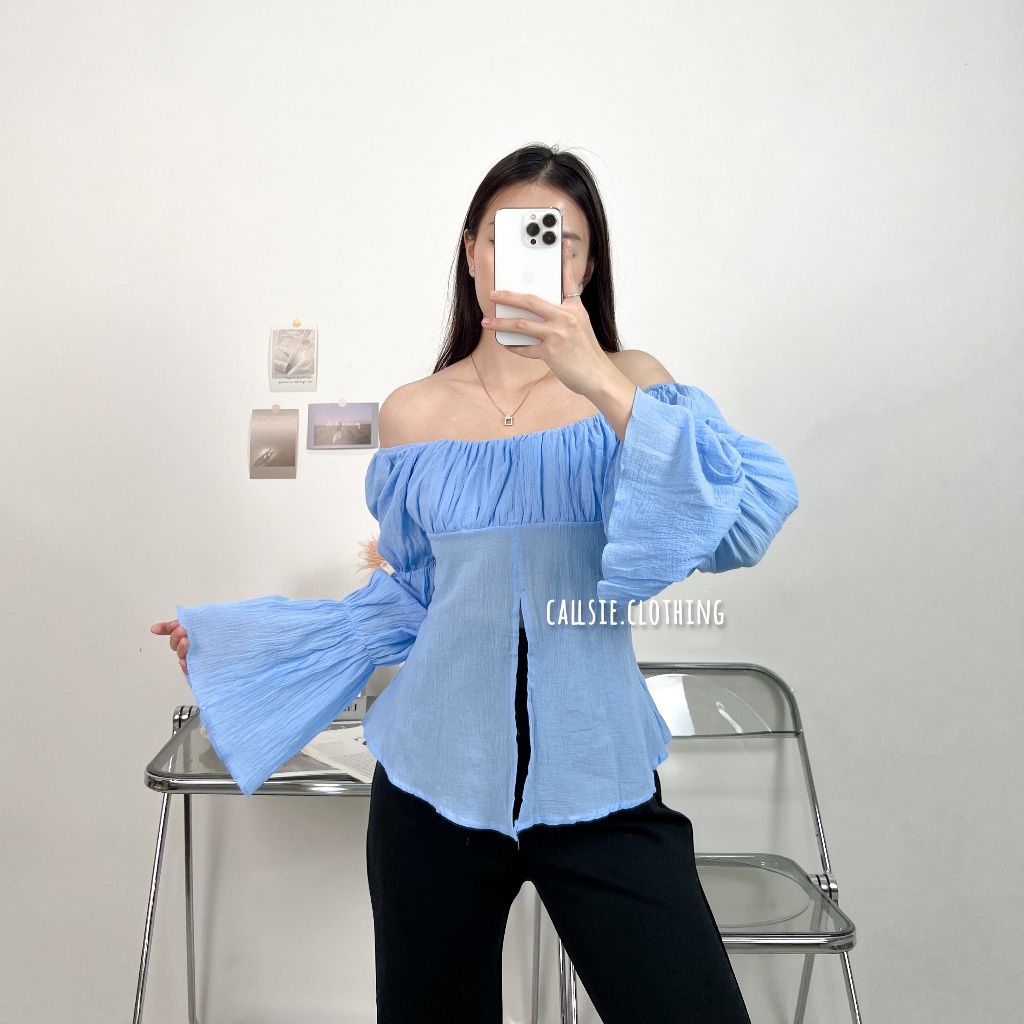 Jual [ callsie ] IVY NORE TOP ( import / atasan wanita / crinkle ...