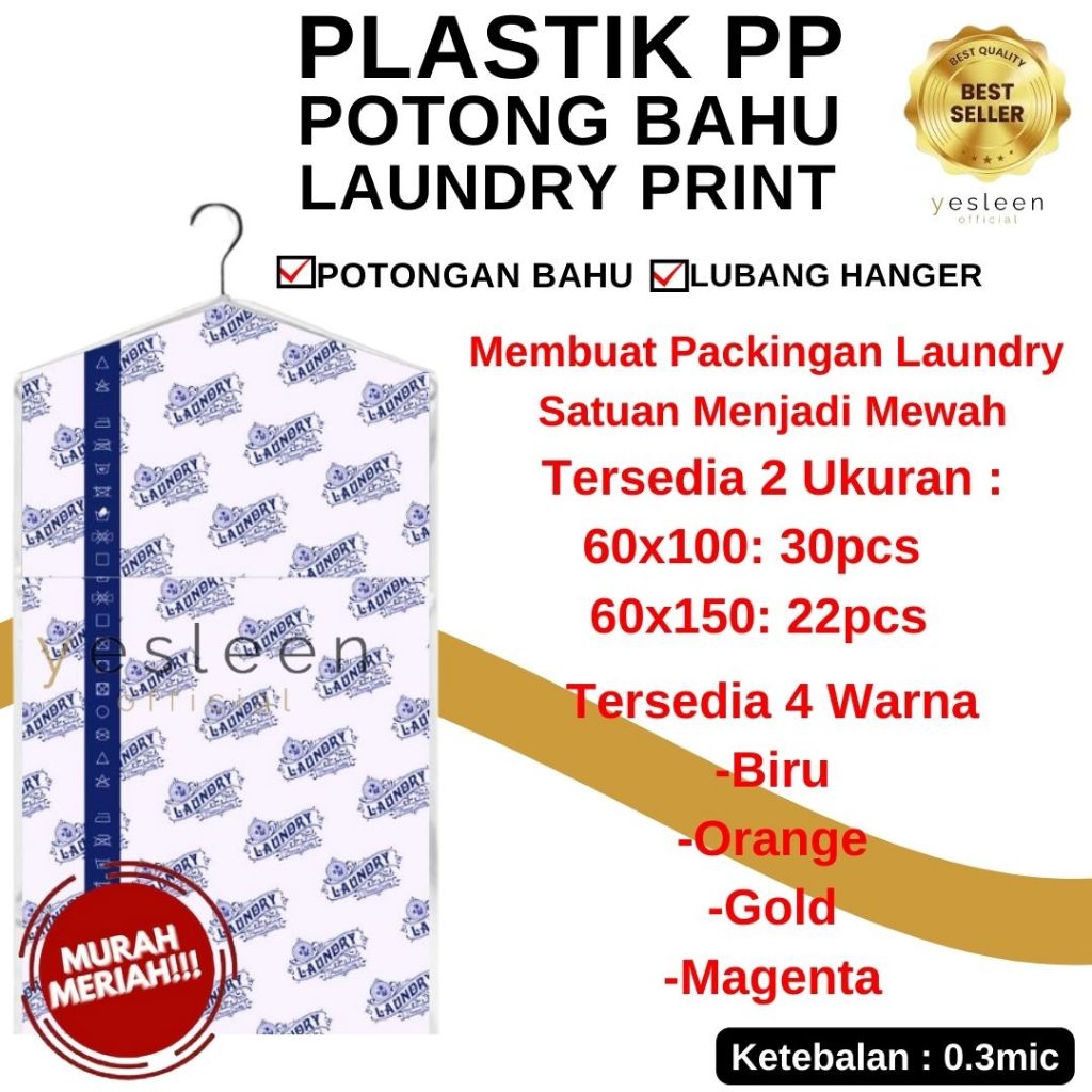 Jual [ 1KG] Plastik Laundry Satuan Gantung Baju Sablon / Plastik ...