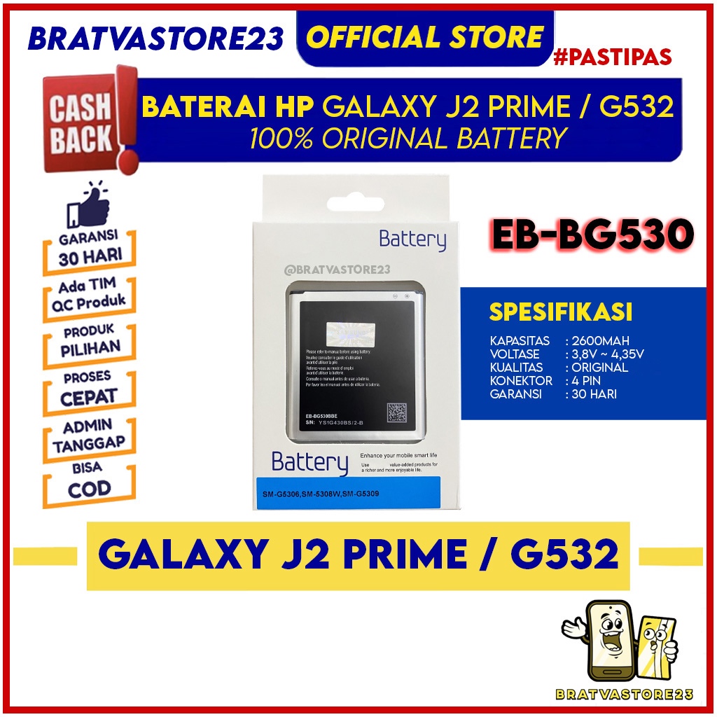 Jual Baterai Galaxy J2 Prime G532 EB-BG530 Batre Batrai Battery Hp Garansi 100% Original ...