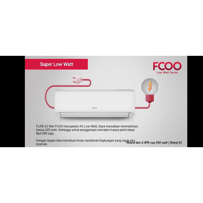 Jual FLIFE AC LOW WATT 1PK - FAC-FCOO PUTIH UNIT INDOR & OUTDOR ...