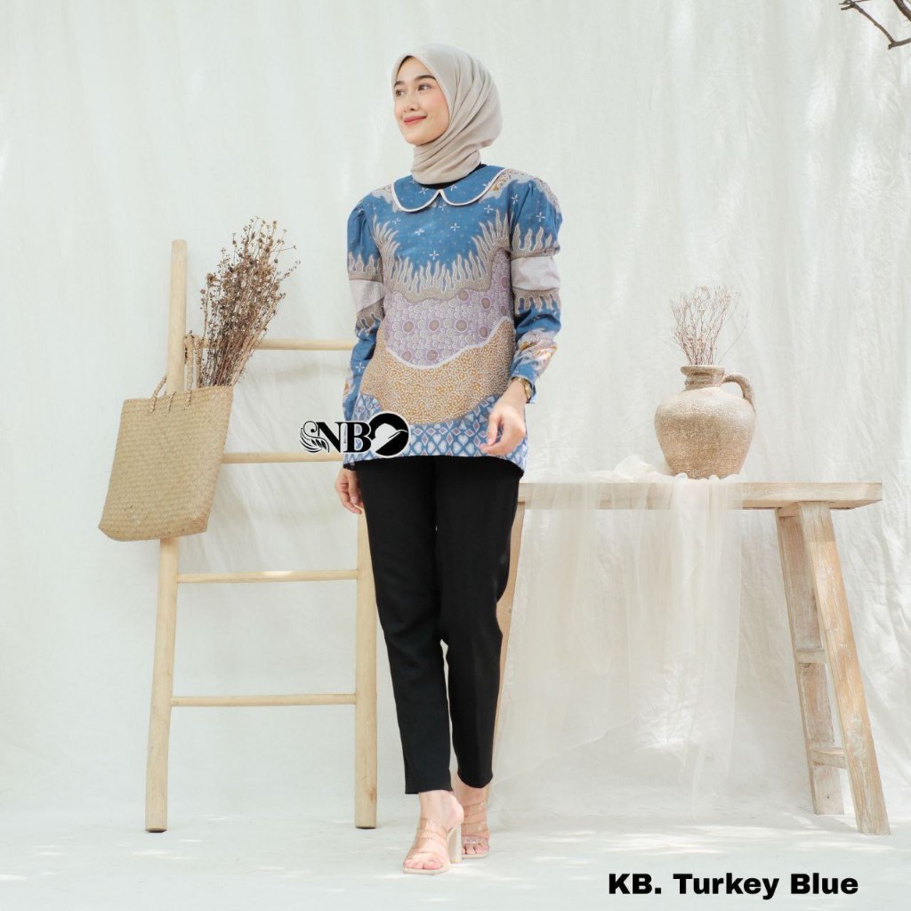 Jual Baju Batik Wanita Lengan Panjang Motif Turkey Series Atasan Kemeja ...