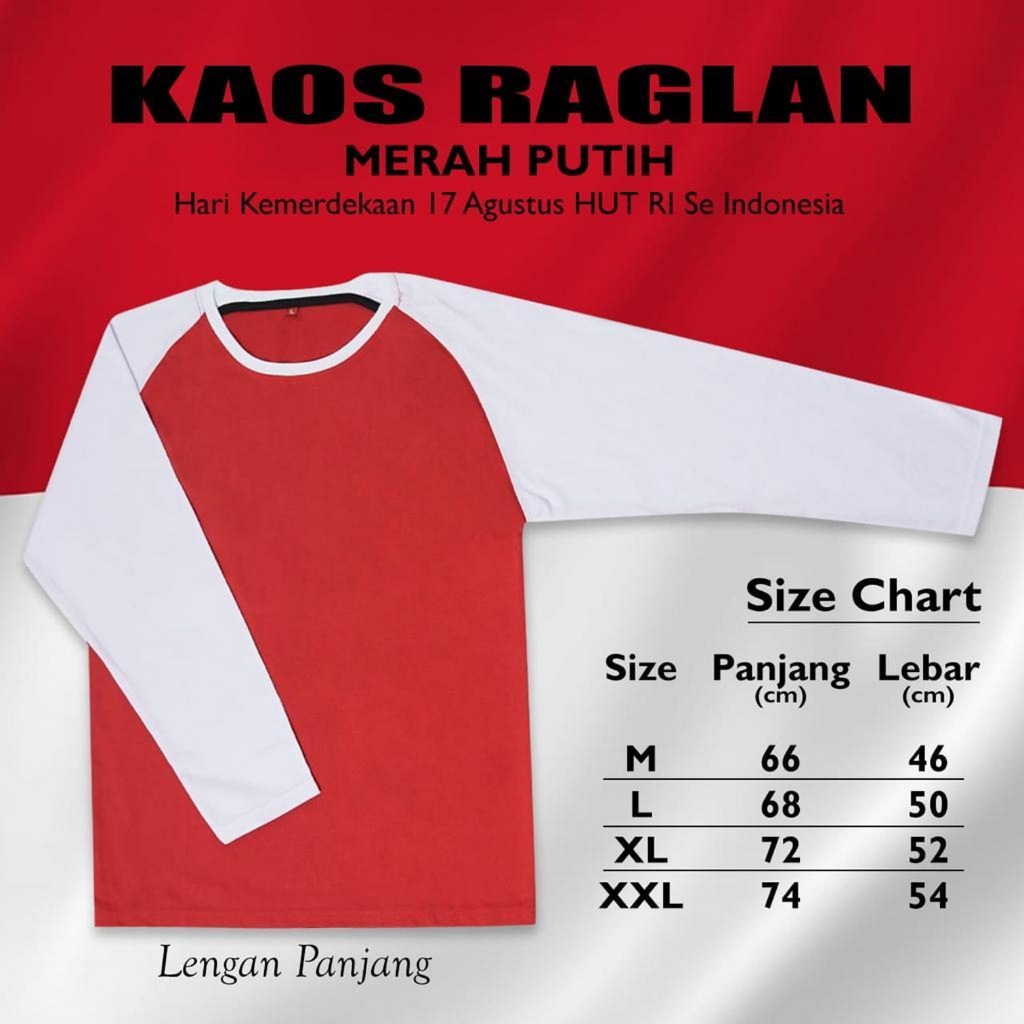 Jual DailyStore - Kaos Raglan Seragam Merah Putih Hari KEMERDEKAAN 17 ...