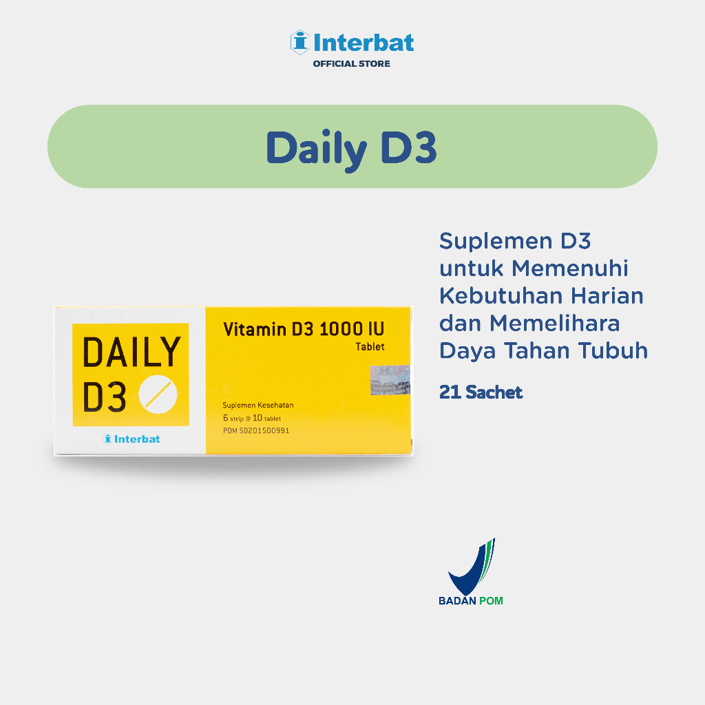 Jual Daily D3 6 Strip @10 Tablet - Suplemen D3 1000 IU untuk Memenuhi ...