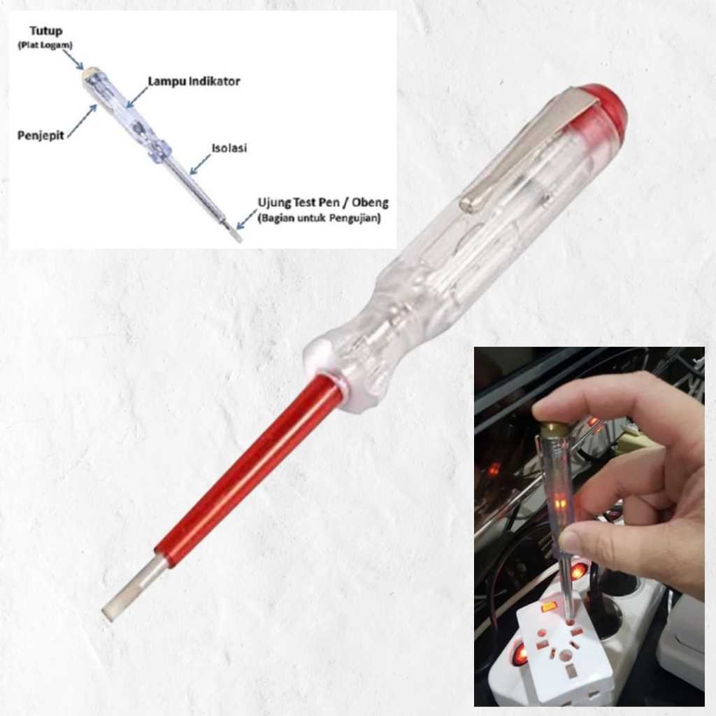 Jual OBENG TESPEN LISTRIK RUMAH TEST PEN LAMPU MERAH NYALA ON OFF ...