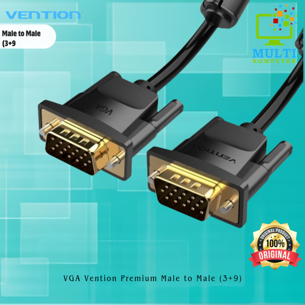 Jual Kabel VGA Vention 1M 3+6 Male To Male With Ferrite Core - DAE | Shopee Indonesia