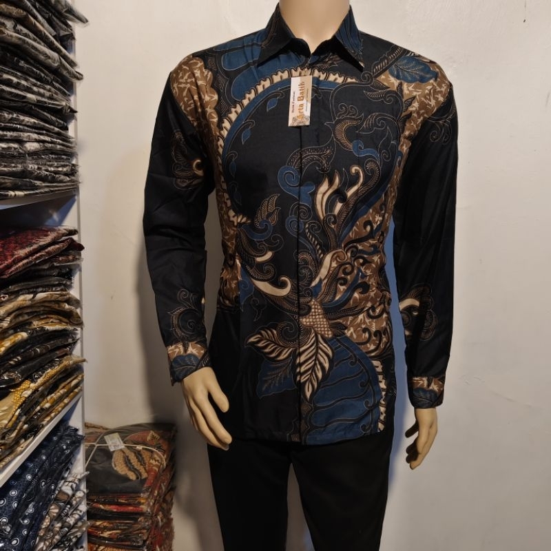 Jual kemeja batik daun sirih biru original arta batik super batik ...