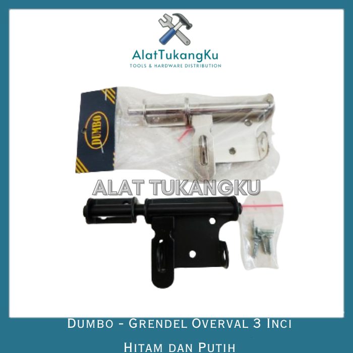 Jual Dumbo GRENDEL OVERVAL TEBAL PINTU BESI 3" HITAM DAN PUTIH ...