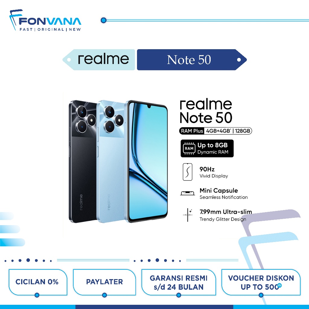 Jual Realme Note 50 HP 4GB+128GB 90Hz Vivid Display | Mini Capsule ...