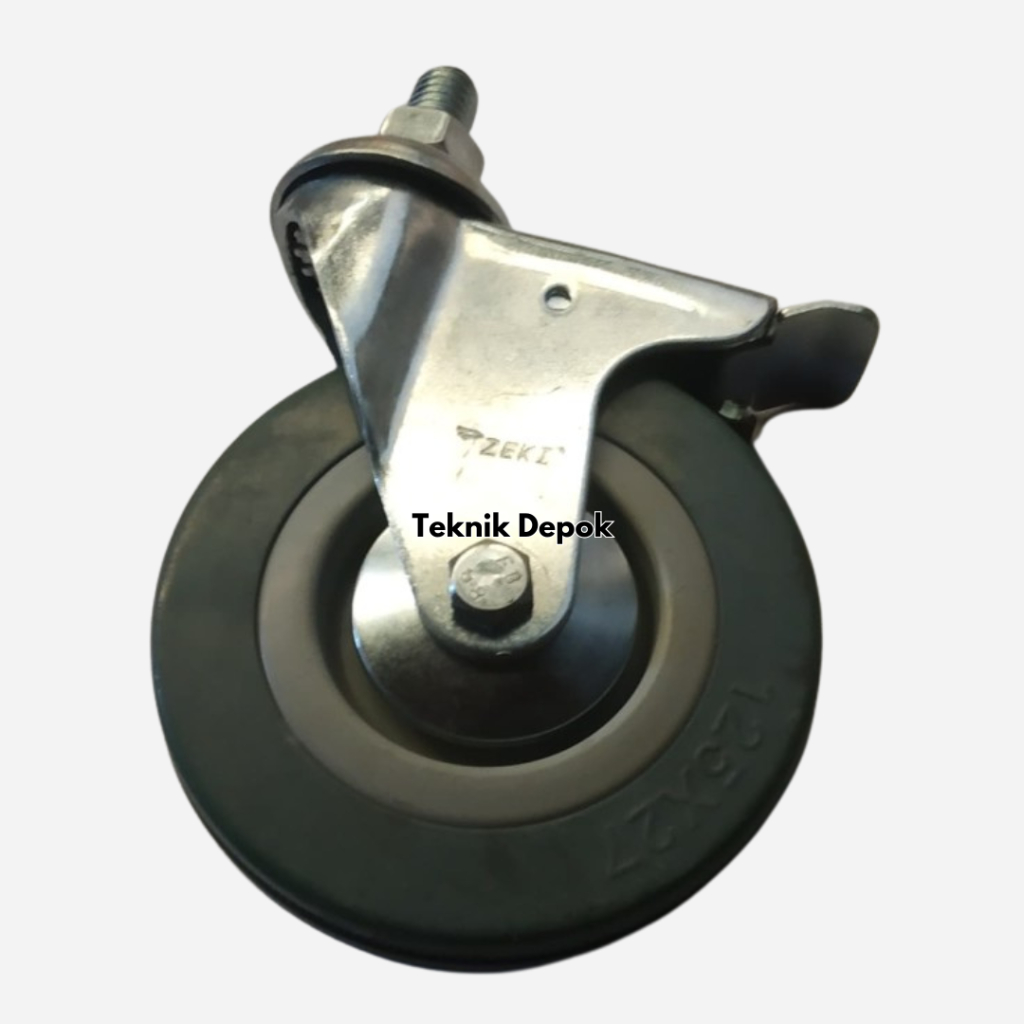 Jual Roda Karet 5 inch Hidup Plus Rem 27 x 125 mm Baut Ban Troli ...