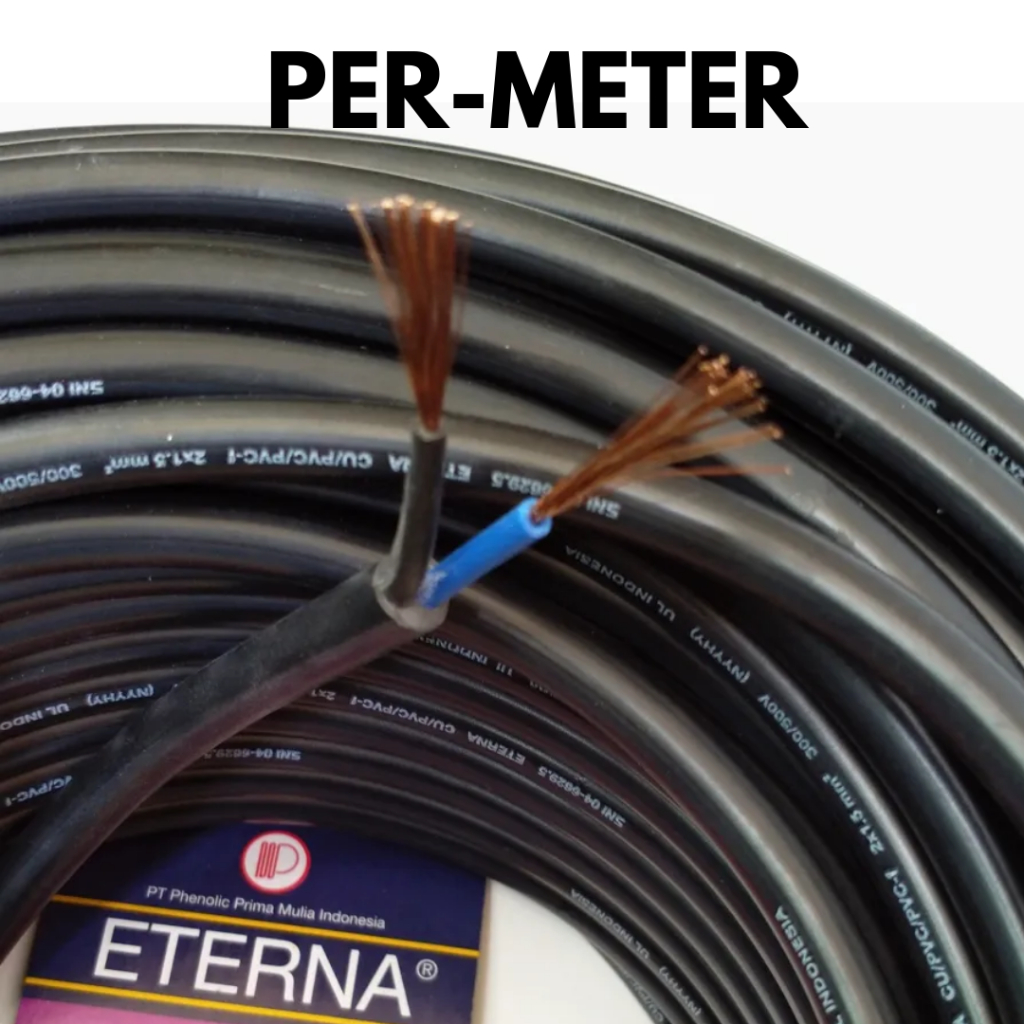 Jual Permeter Kabel Serabut NYYHY 2 x 1.5 mm Eterna Hitam PVC Cable ...
