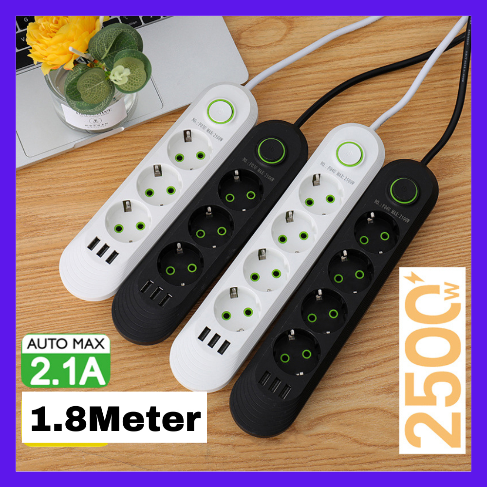 Jual Stop Kontak USB Port EU Plug 10A 110-250V 2500W 3 Lubang Stop Kontak Electric Socket ...