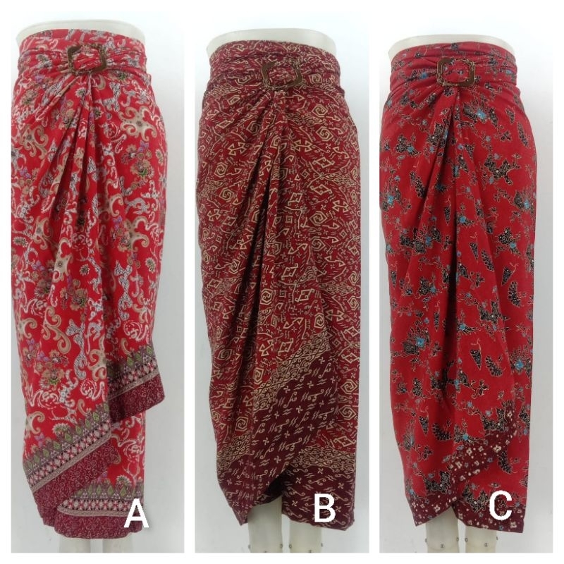 Jual PutriCinta Rok Lilit Batik Merah Maroon dusty pink Wrapped Skirt ...