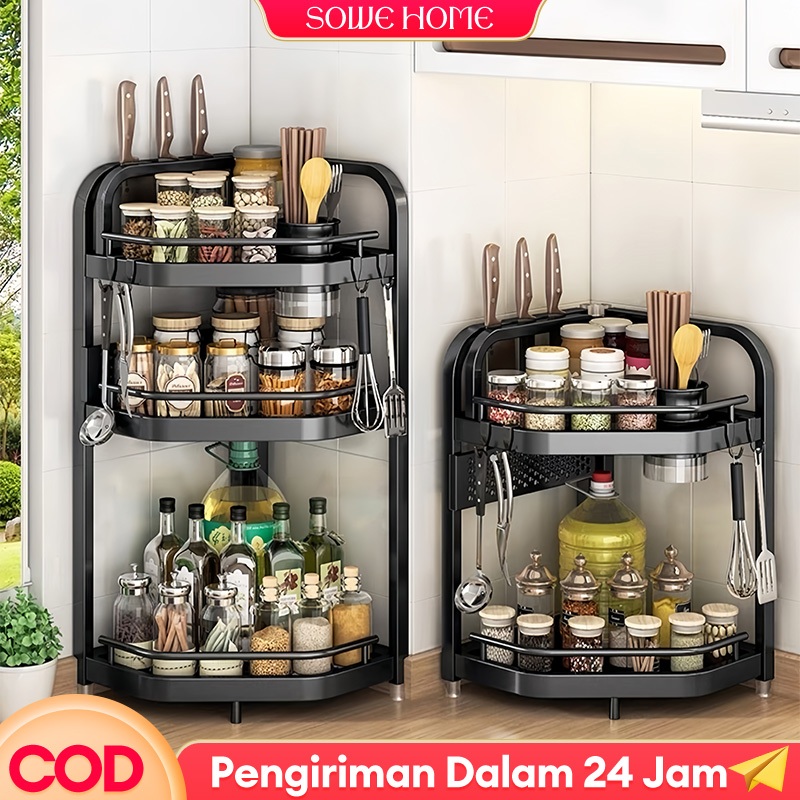 Jual Rak Bumbu Dapur 3 Susun Rak Sudut Rak Pisau Rak Penyimpanan Sumpit ...