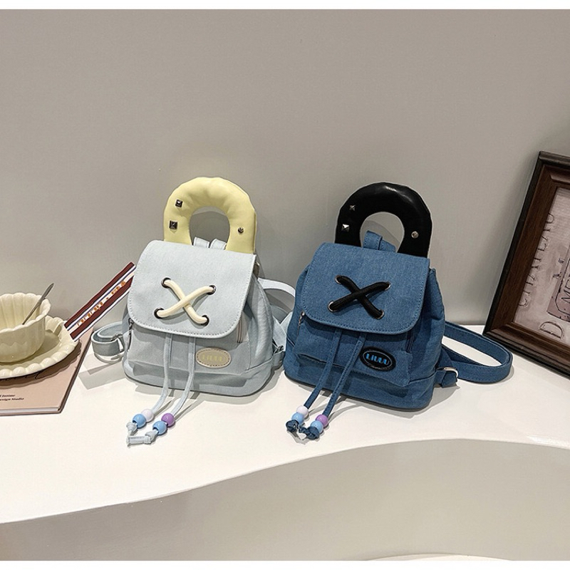Jual Tas Ransel Kecil Wanita Tas Cewek Serut Mini Denim Backpack SHS ...